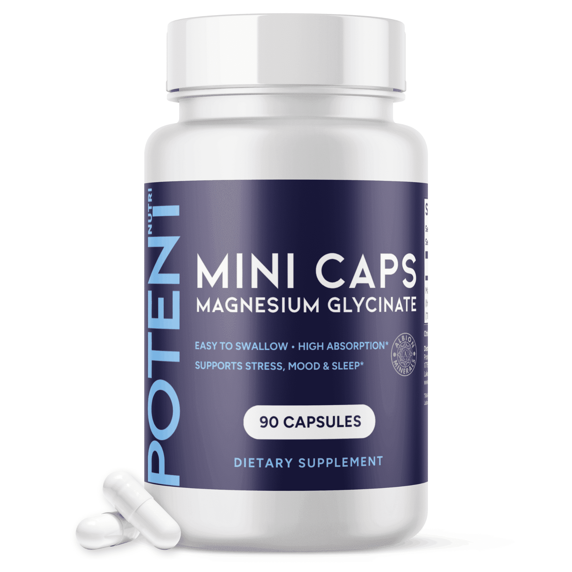 Mini Caps Magnesium Glycinate Small Pills - 90 Small Capsules, Easy to ...