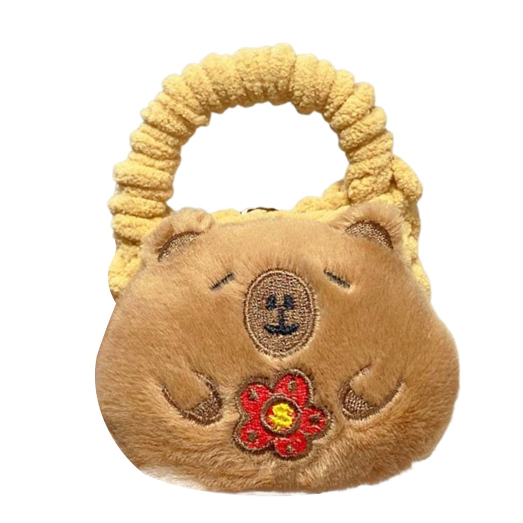 Mini Capybara Keychain Holder Bag Soft Furry Earphone Case Cute ...
