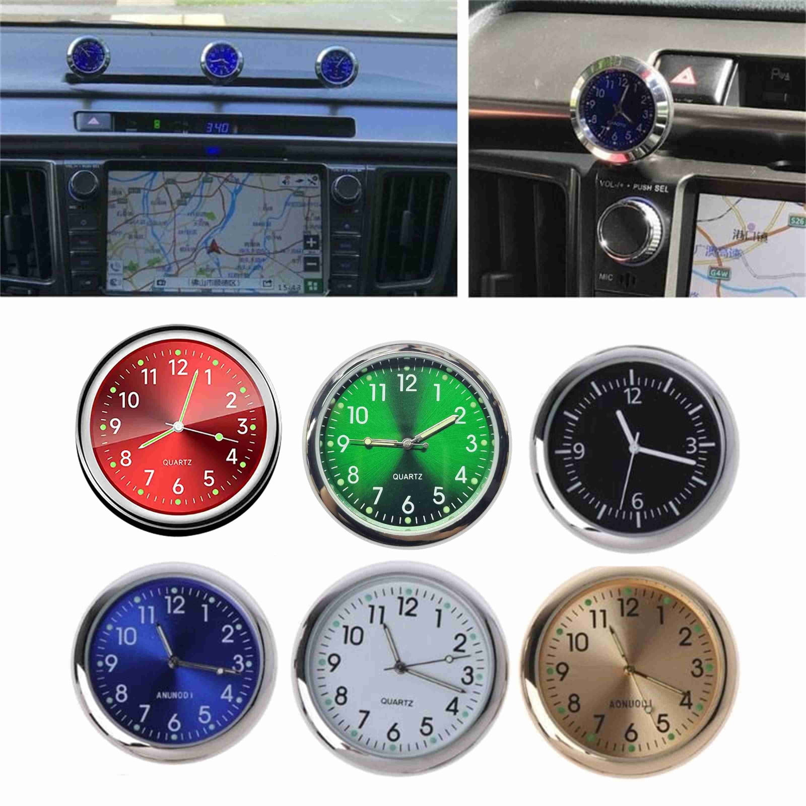Mini Car Clock for Dashboard,Durable Metal Vehicle Luminous Clock with ...