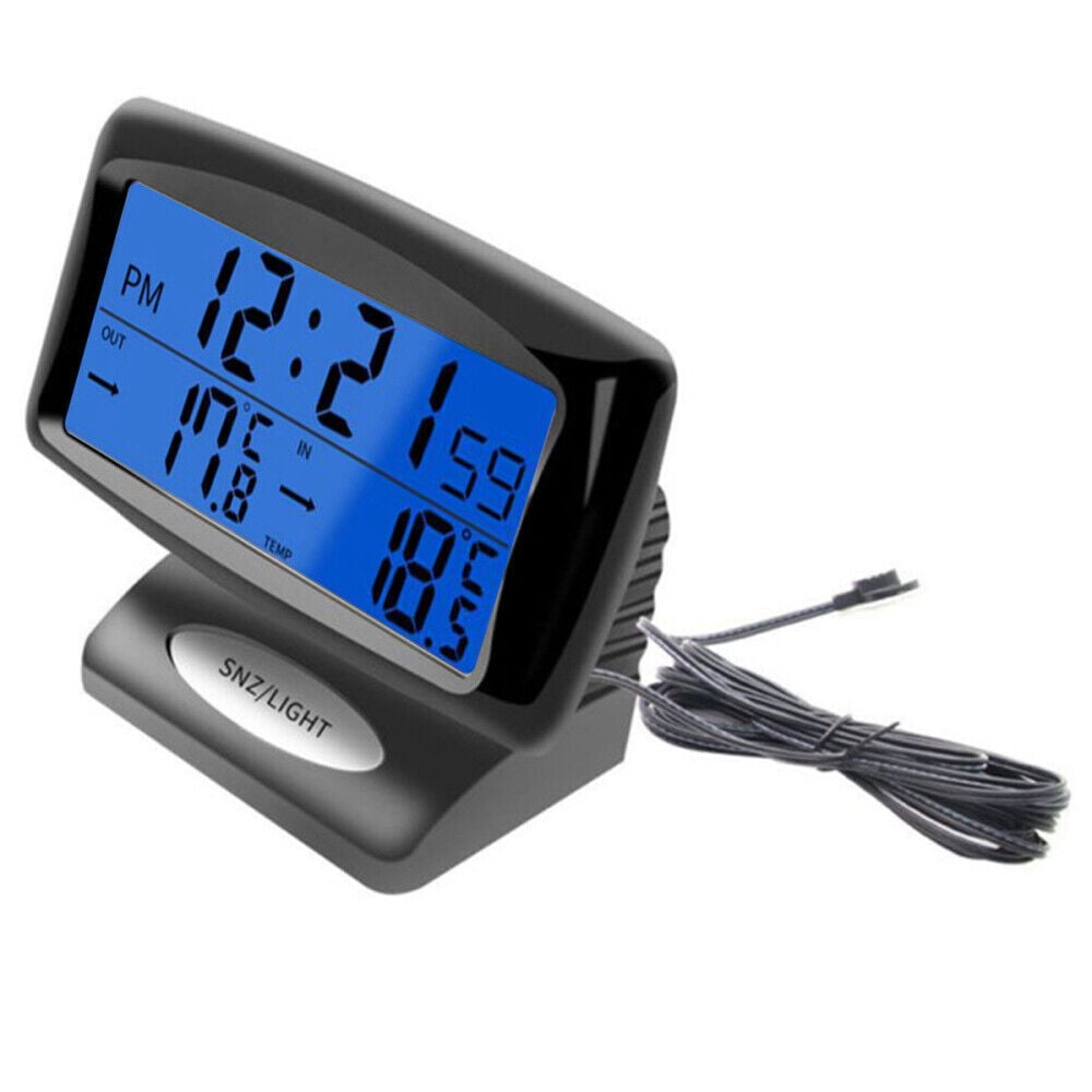 Mini Car Clock LCD Digital Thermometer Car Temperature Alarm Clock ...