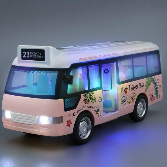 Mini Car Model Friction Powered Car School Bus Toys Plastic City Bus ...