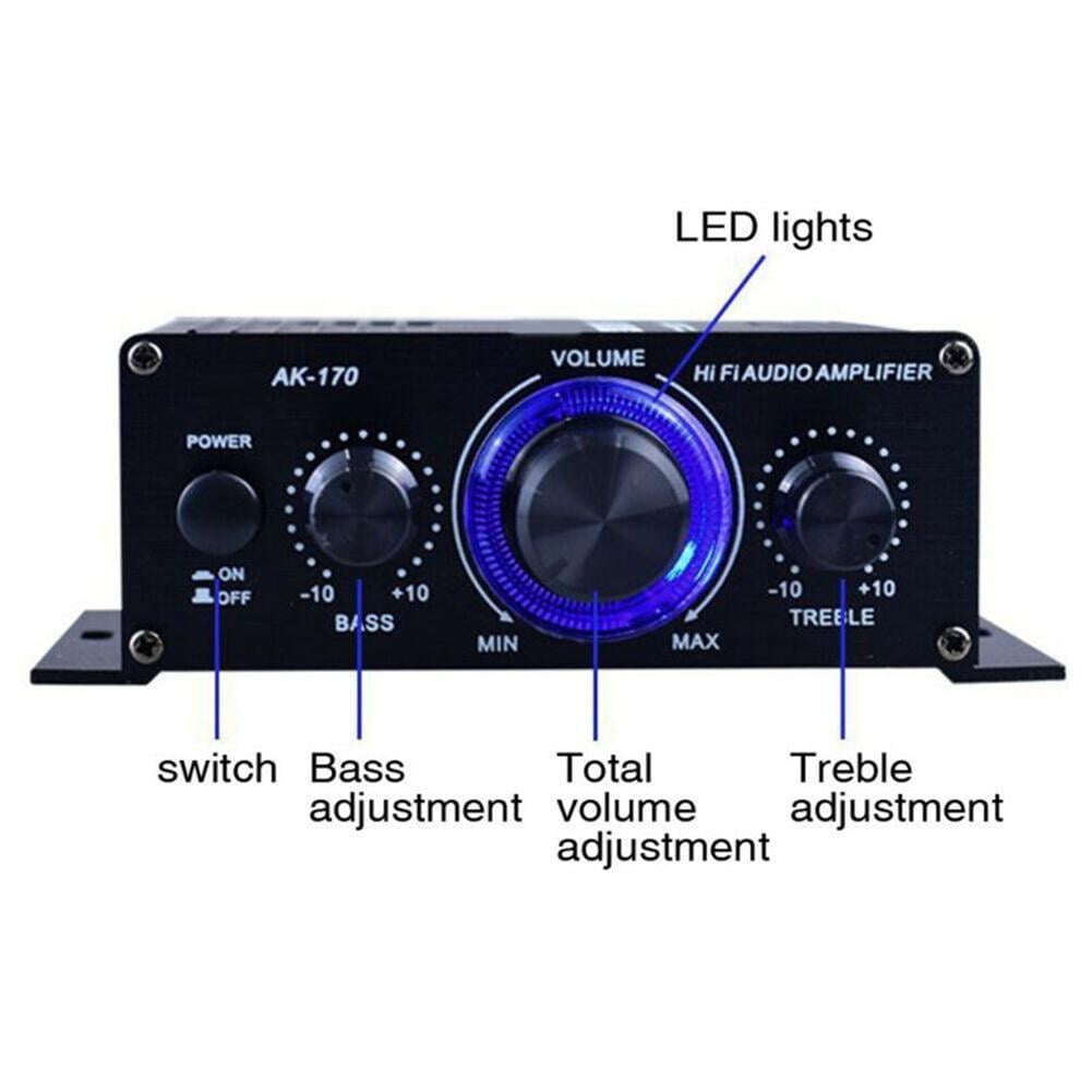 Mini Car Stereo Amplifier - 400W Dual Channel High Power Audio Sound ...