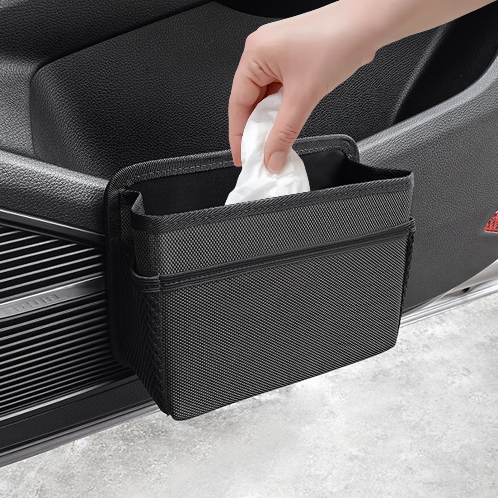 Mini Car Trash Can, Hanging Car Trash Bin Foldable Garbage Organizer ...