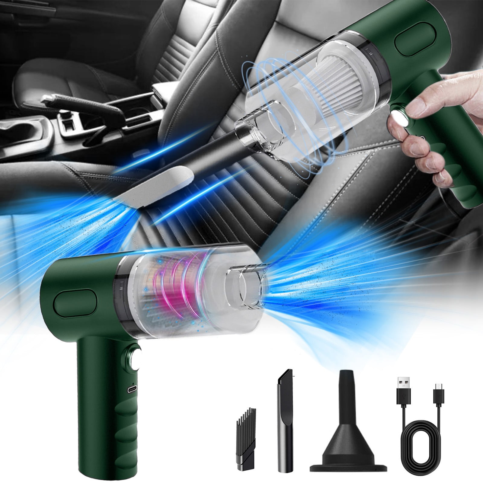 Mini Car Vacuum Cleaner, 120W Powerful Suction, Small Portable Dust ...