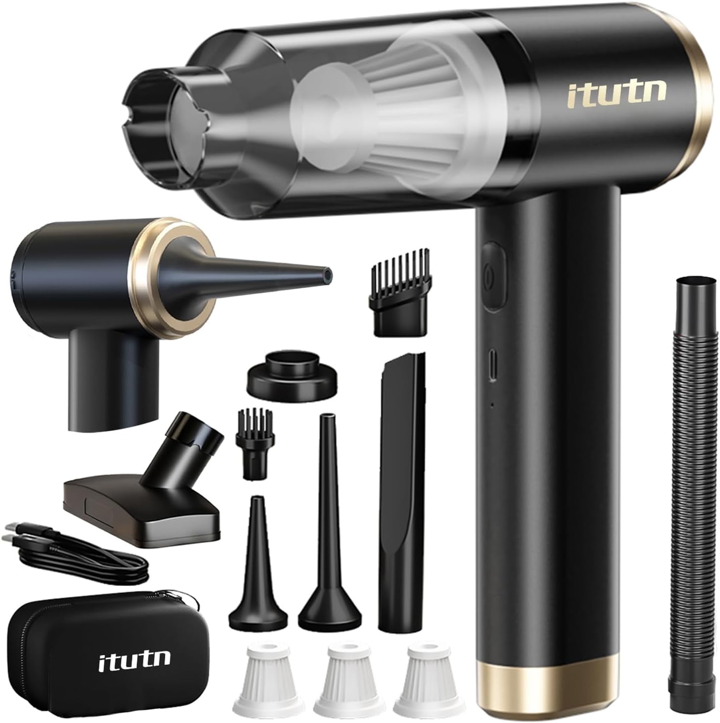 Mini Car Vacuum Cleaner, 15000PA Powerful Suction, Portable Cordless ...