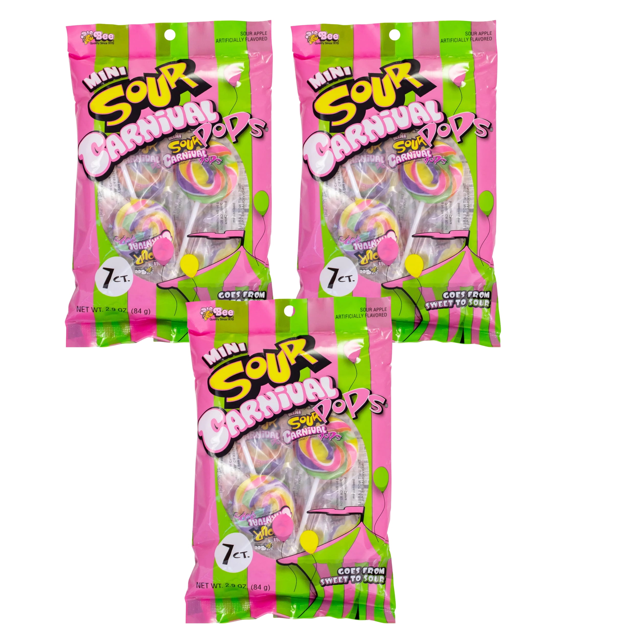 Mini Carnival Sour Pops, Swirl Lollipop Mixed Fruit Flavor Suckers for ...