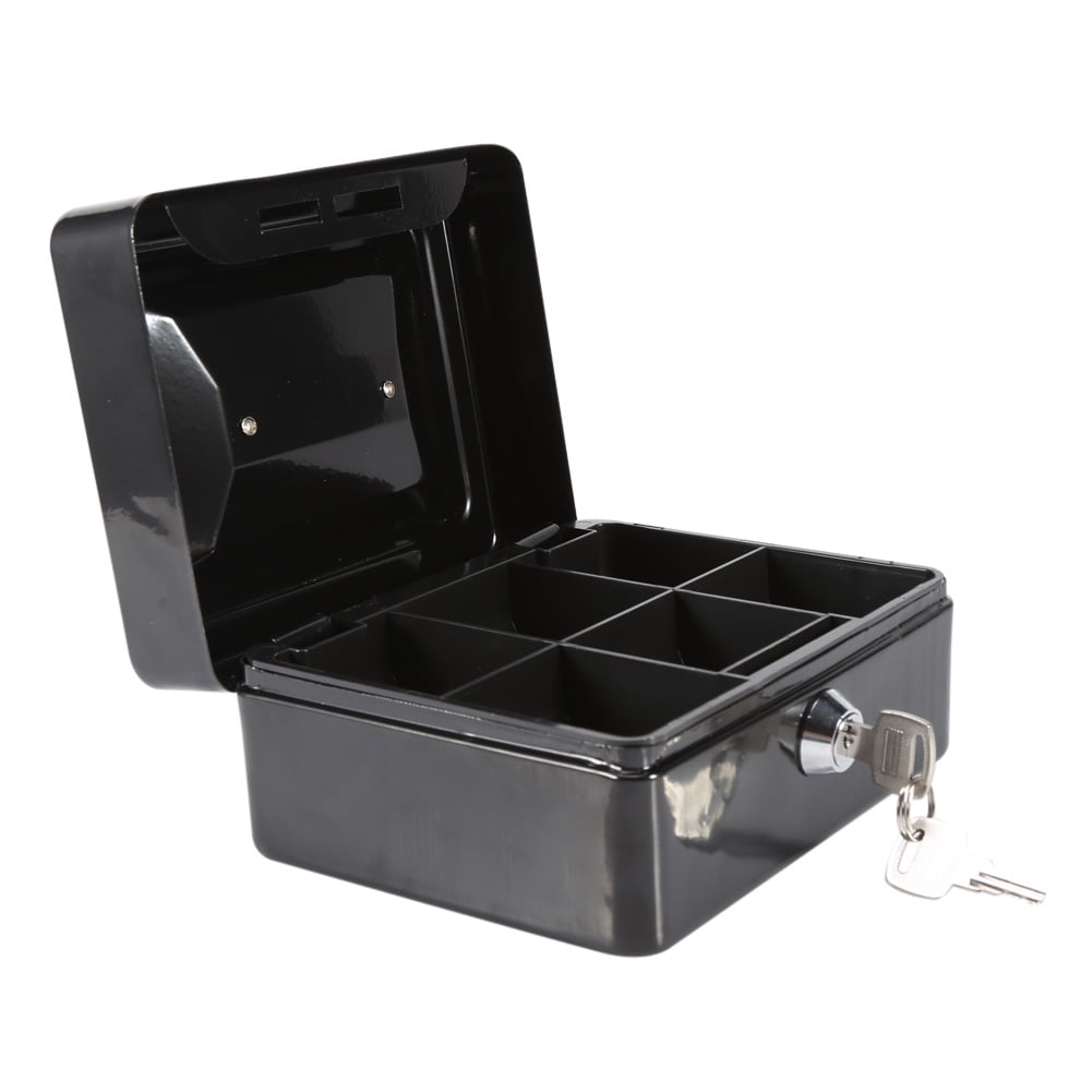 Mini Cash Box with Key Lock Portable Petty Layered Partition Coin ...