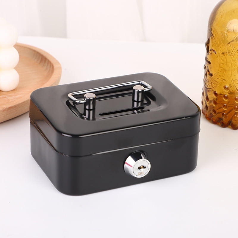 Mini Cash Box with Slot Small Cash Box with Money Tray and Key Lock ...