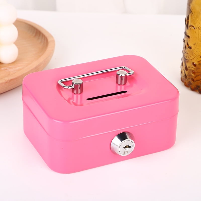 Mini Cash Box with Slot Small Cash Box with Money Tray and Key Lock ...