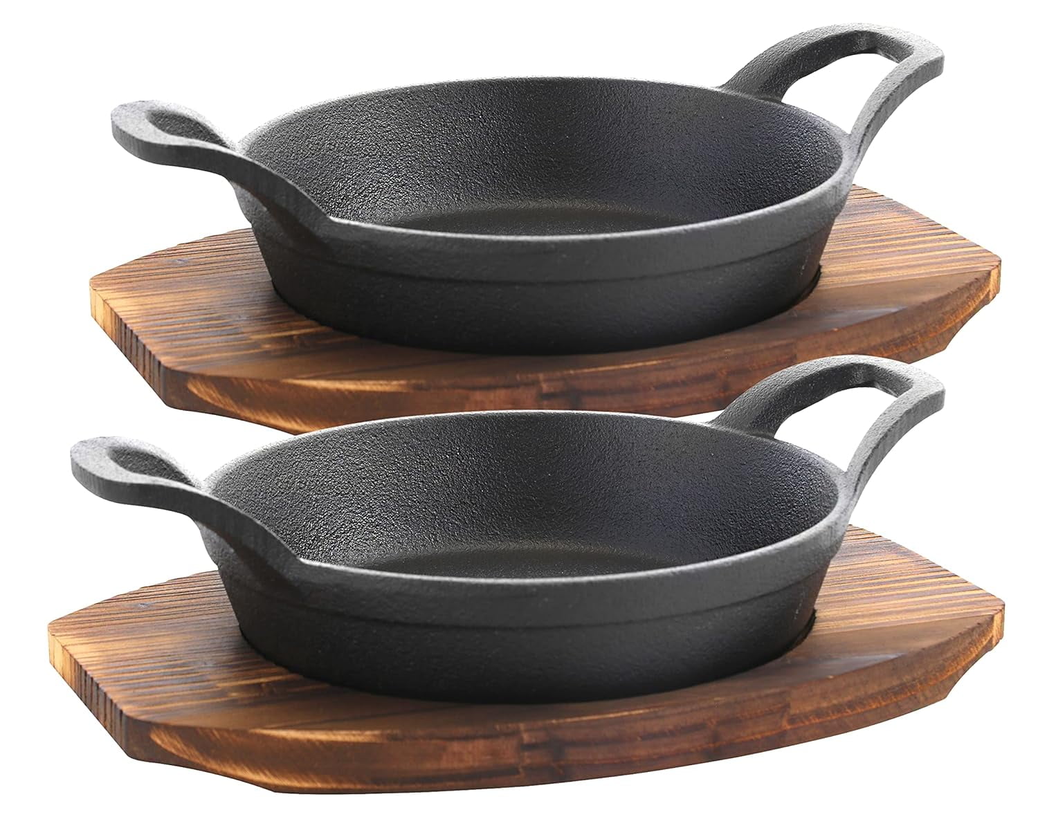 Mini Cast Iron Sizzler Plates Skillet Set Of 4. Round Fajita Plate With ...