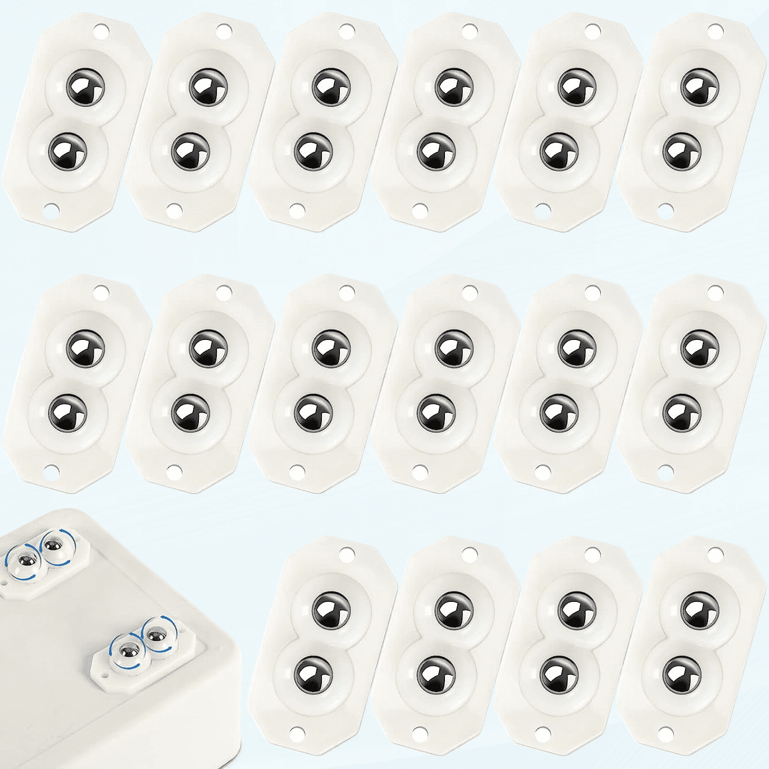 Mini Caster Wheels 16Pcs, Appliance Rollers Stainless Steel Double Bead ...