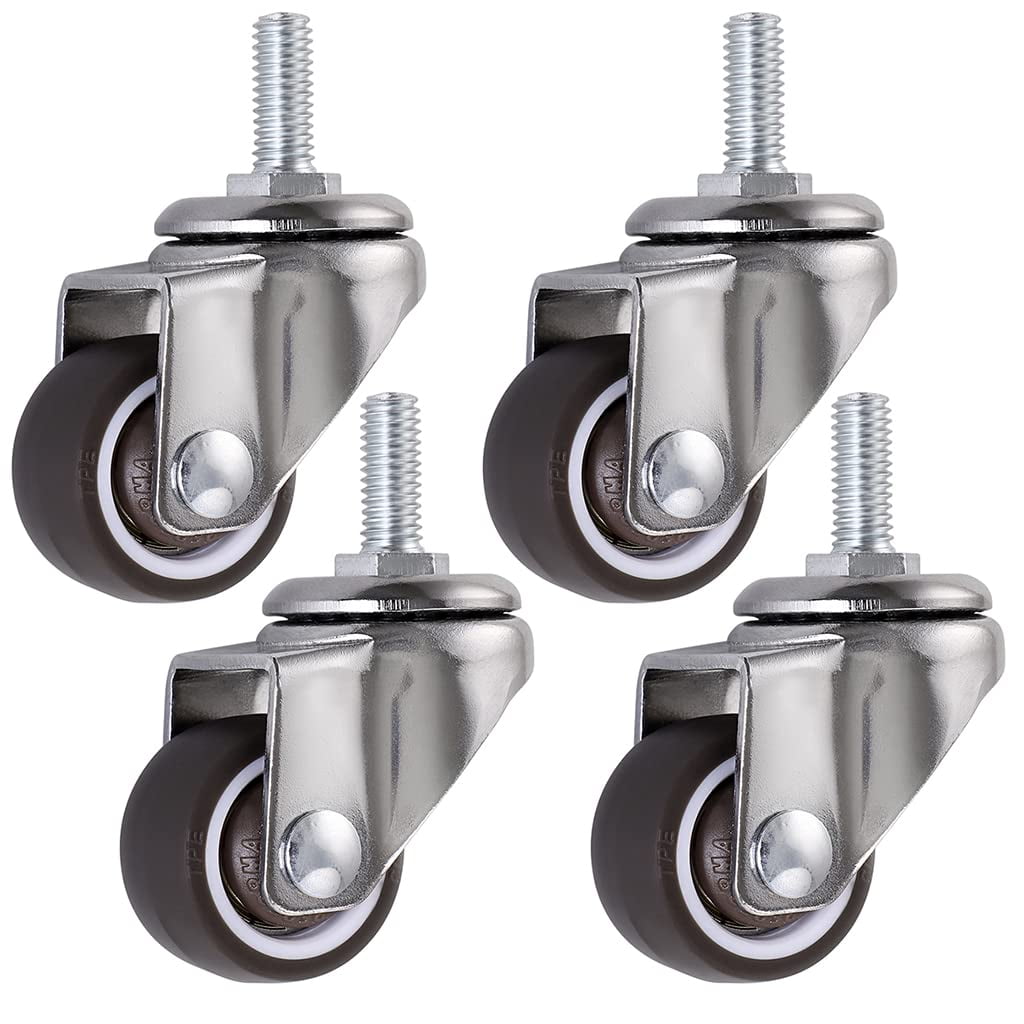 Mini Caster Wheels for Easy Movement, Lightweight Silent TPE Rubber Low Profile Casters for ...