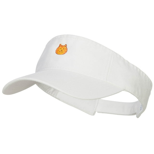 Mini Cat Face Embroidered Cotton Washed Visor - White OSFM - Walmart.com