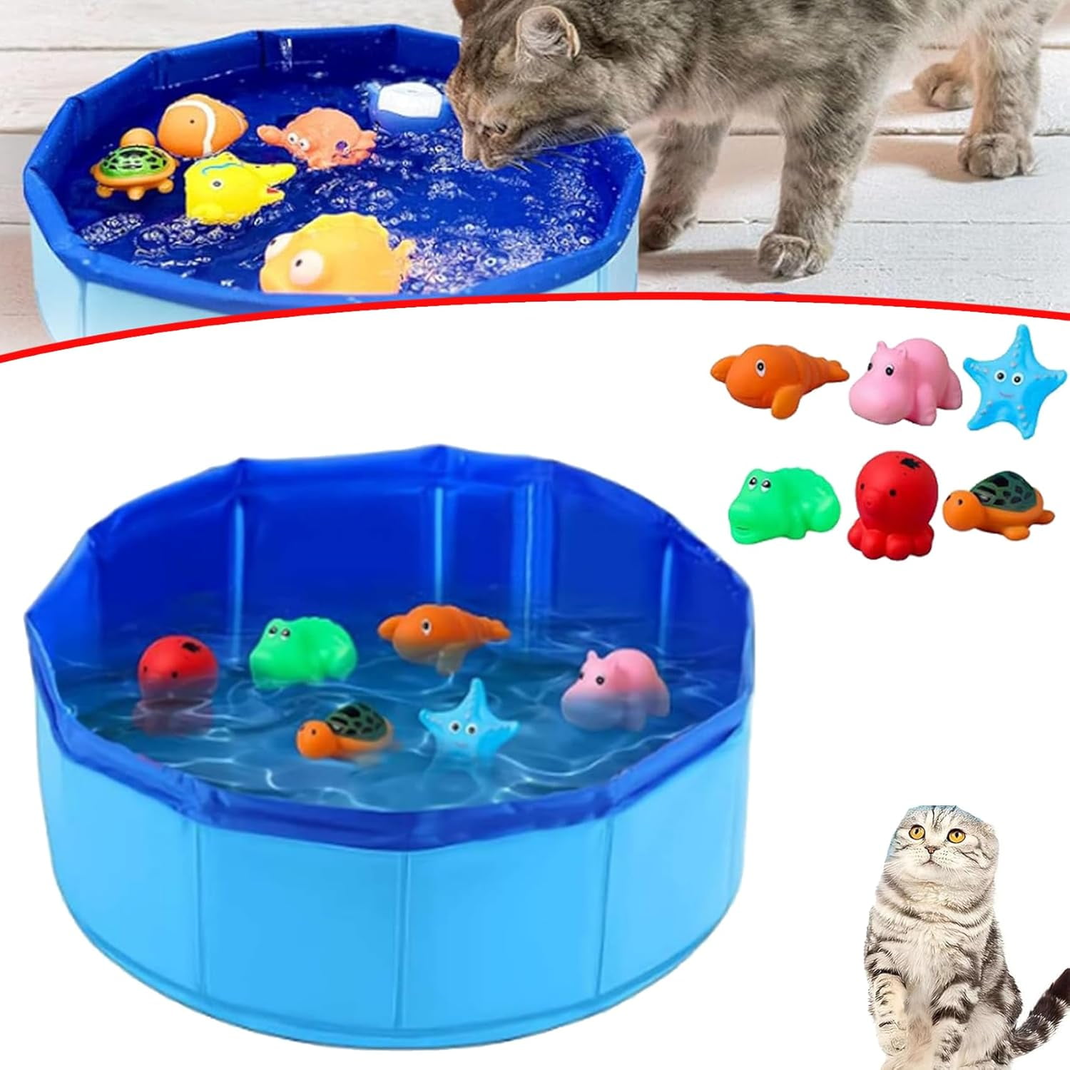 Mini Cat Pool Toy with Fish, Cat Pool Toy with Fish, Swimming Fish Toy ...