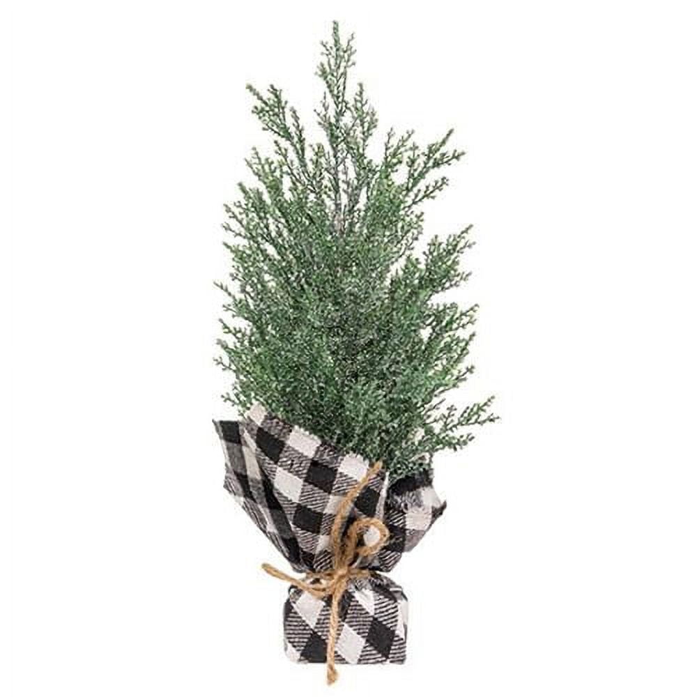 *Mini Cedar Tree w/Black & White Buffalo Check Base - Walmart.com