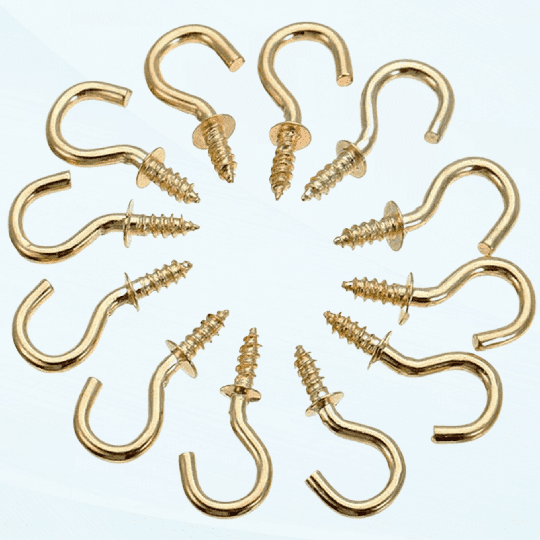 Mini Ceiling Screw Hooks, 50 Pcs (1/2 inch) Hanging Cup Hooks Brass ...