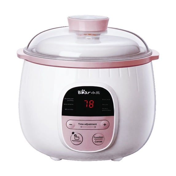 BEAR Mini Ceramic Electric Stew Soup Pot, 0.8L, 6 Presets, White ...