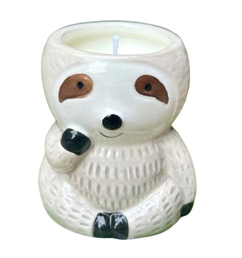 Mini Ceramic Sloth Candle, Reusable Succulent Pot (Amber Oakmoss ...
