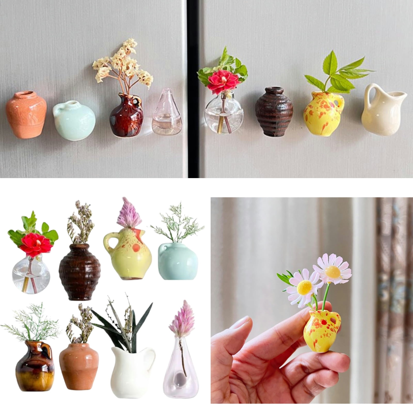 Mini Ceramic Vase Magnets, Fridge Magnet Collection: 3d Ceramic Mini ...
