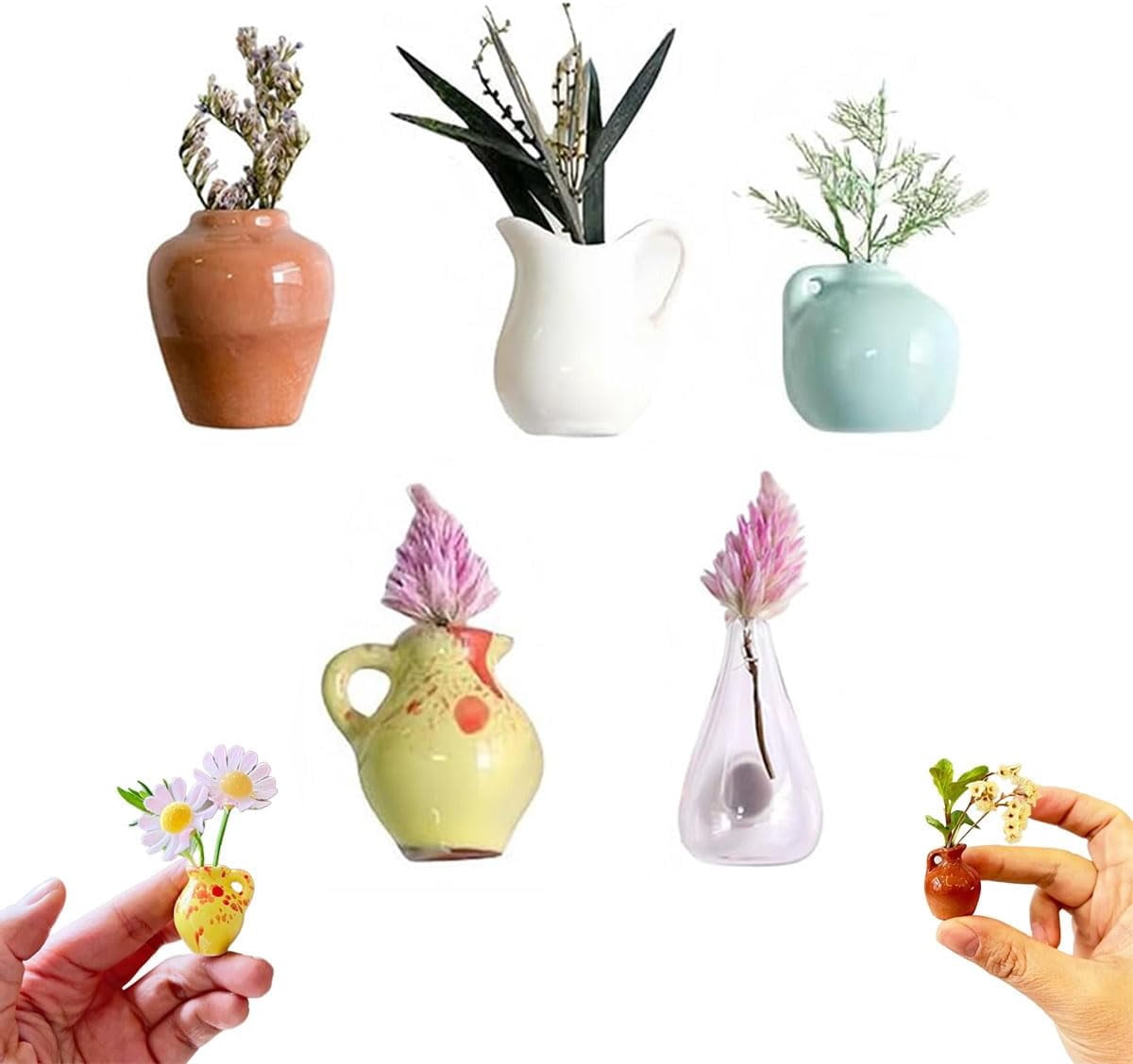 Mini Ceramic Vase Magnets, Mini Vase Magnets for Fridge, 3D Ceramic ...