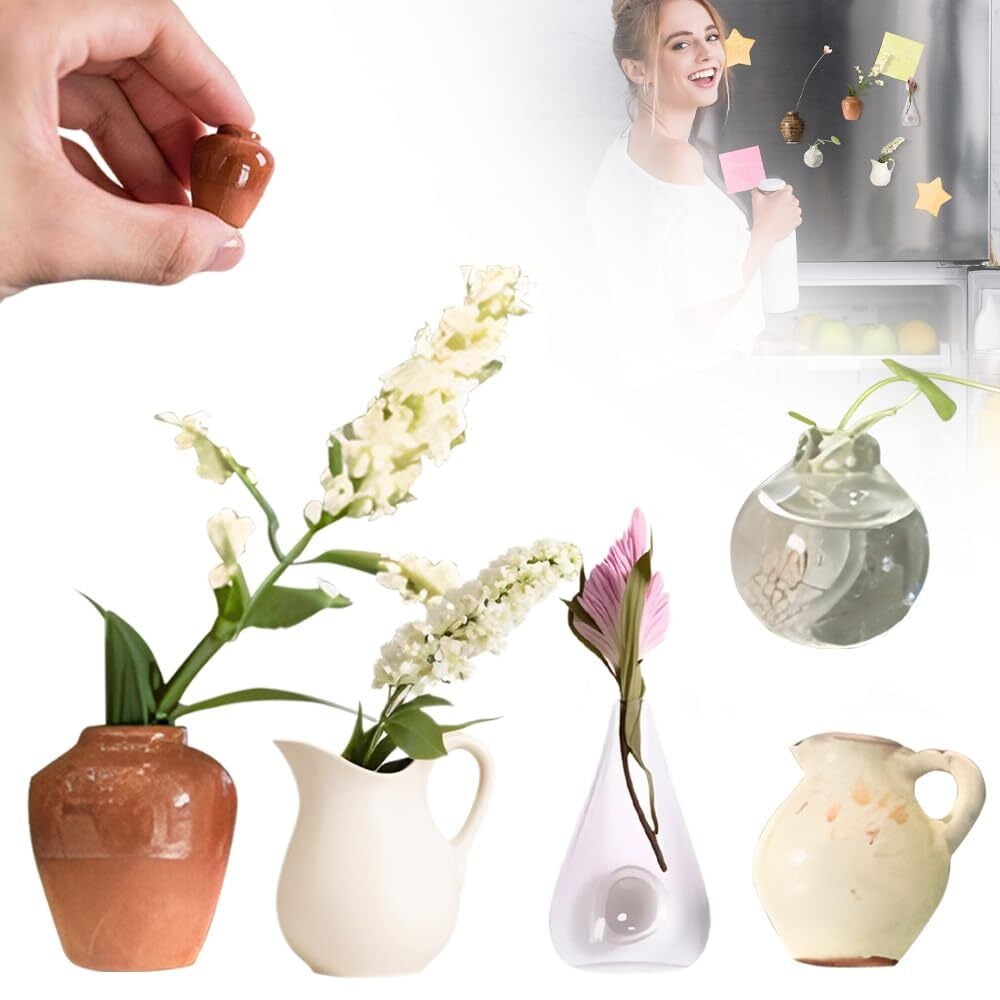 Mini Ceramic Vase Refrigerator Magnets, 2025 New Mini Plant Vase ...