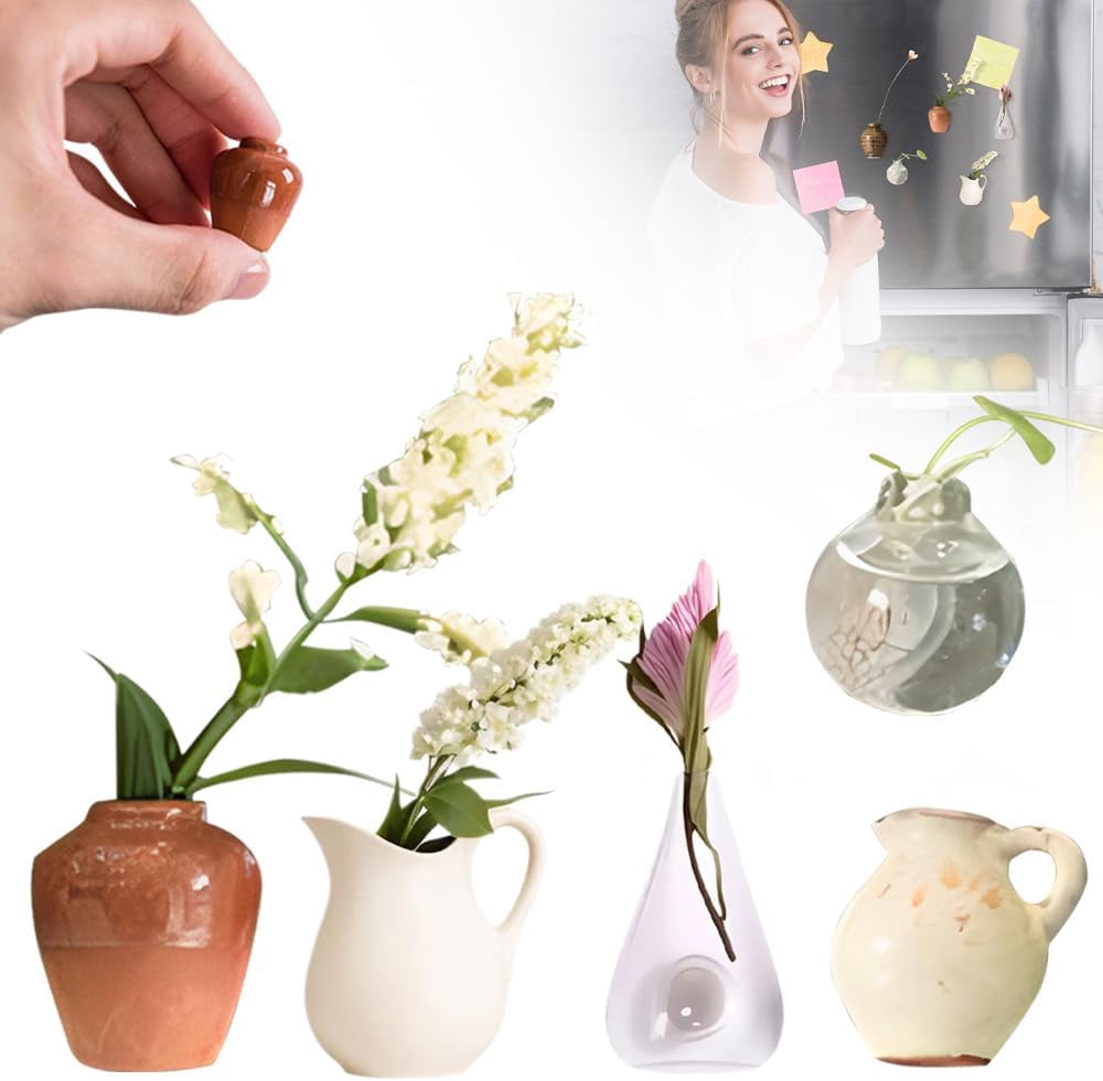 Mini Ceramic Vase Refrigerator Magnets, 2025 New Mini Plant Vase ...