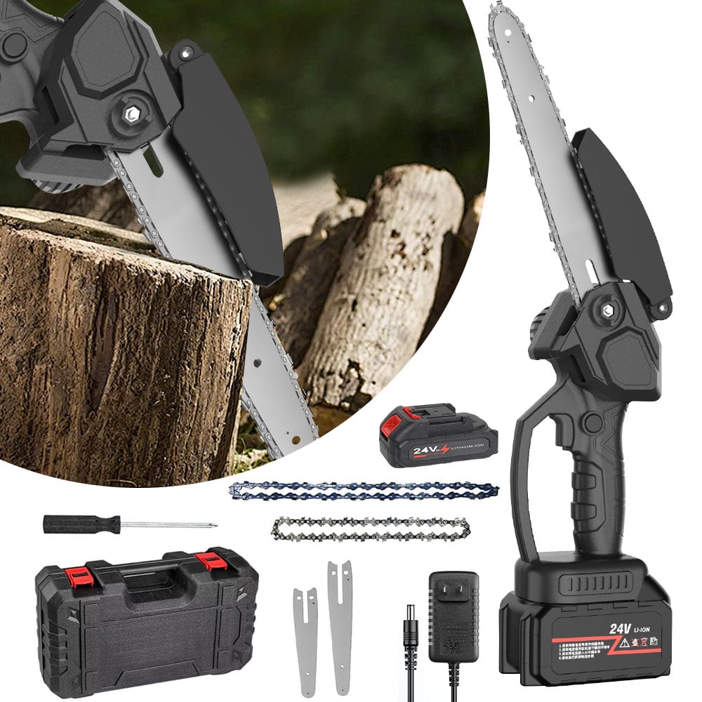 Mini Chain Saw (6 inch), Cordless Chain Saw with 2x3000mAh Battery ...