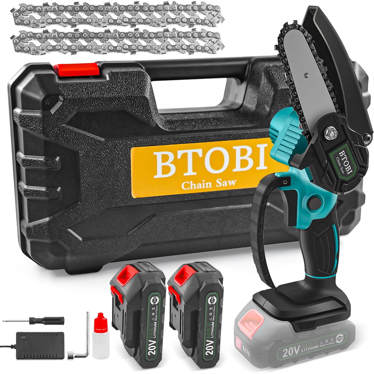BTOBI Mini Chainsaw, 6-Inch with 2 Batteries - Portable, Electric ...