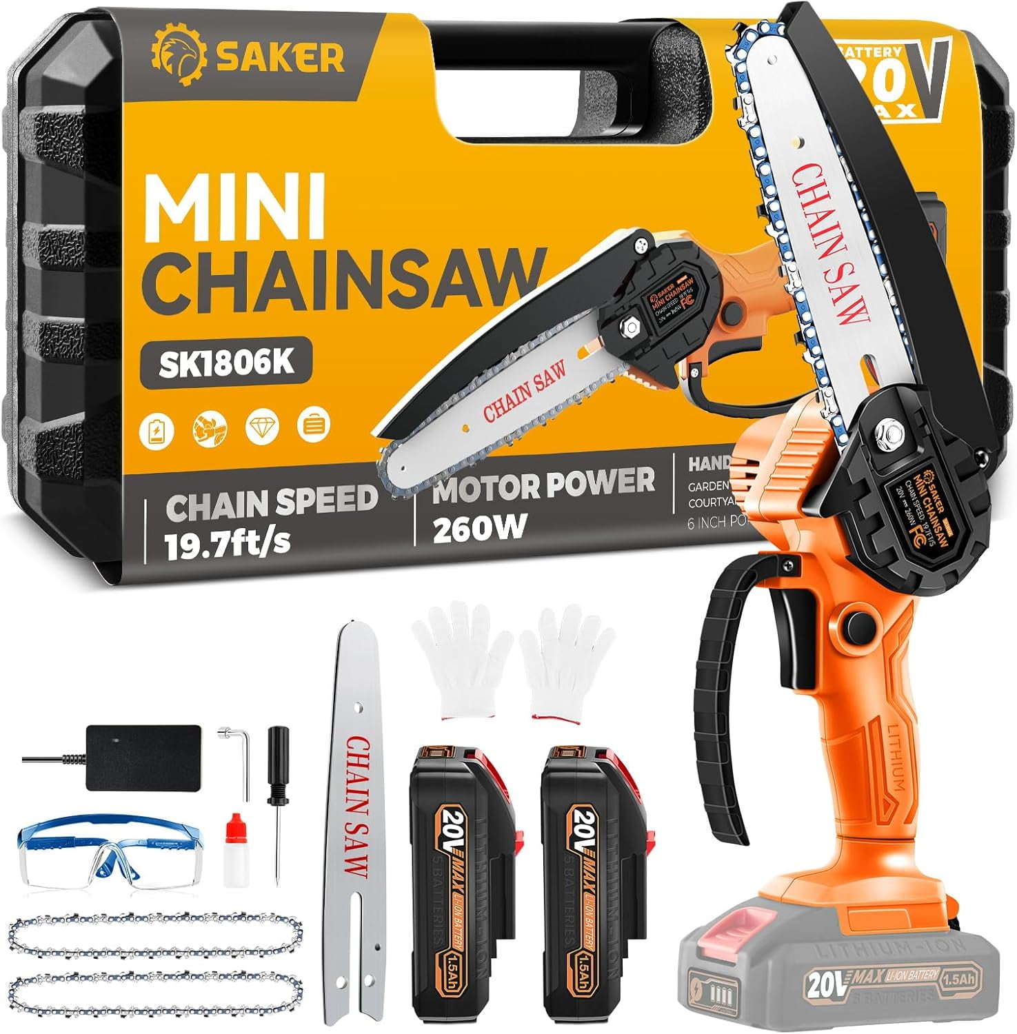 Mini Chainsaw|6 Inch Chainsaws[2025 Upgraded]|Mini Cordless Electric ...