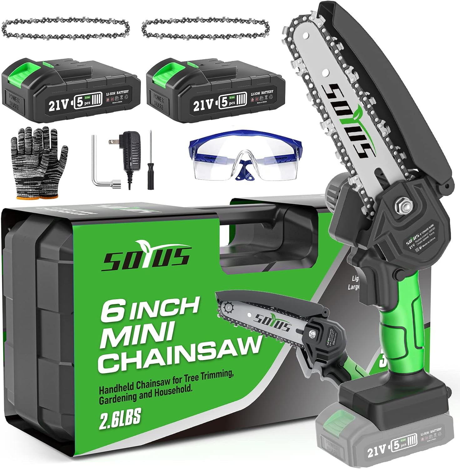 Mini Chainsaw 6-Inch Cordless, Electric Chainsaw Mini Battery Chainsaw ...