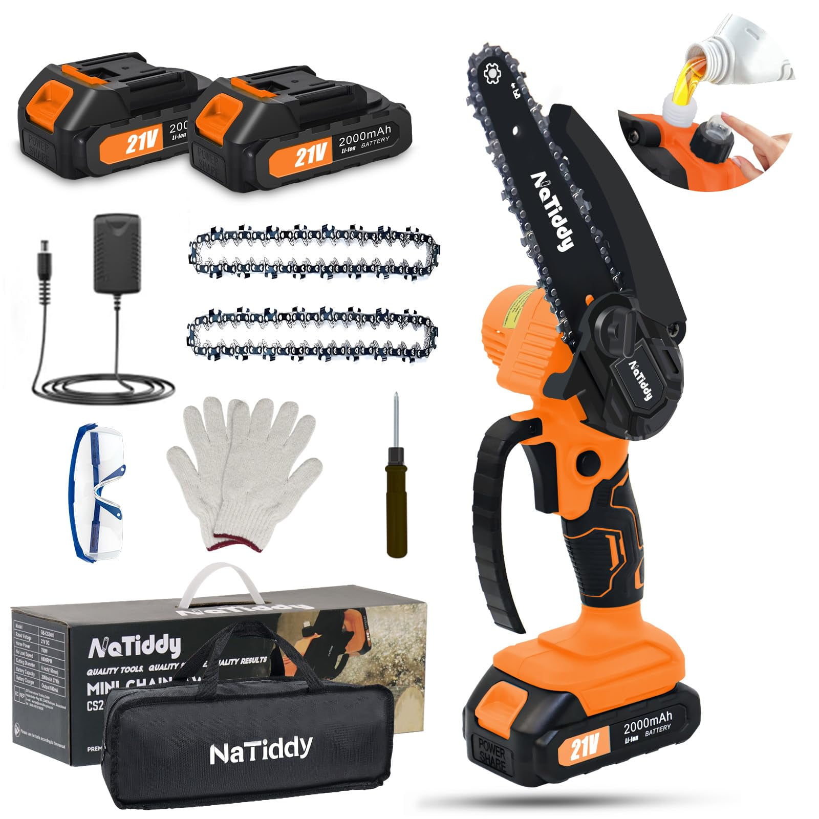 Mini Chainsaw - 6 Inch Cordless Handheld Chain Saw with Security Lock ...