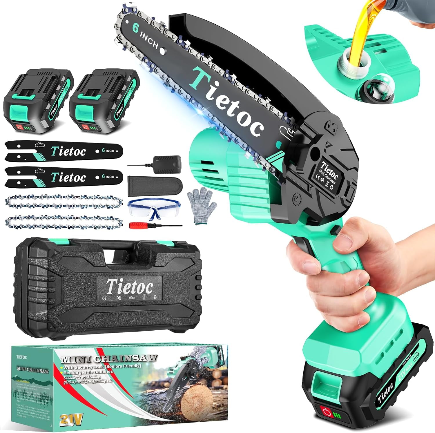 Mini Chainsaw 6 Inch Cordless, Portable Electric Chain Saw Small ...