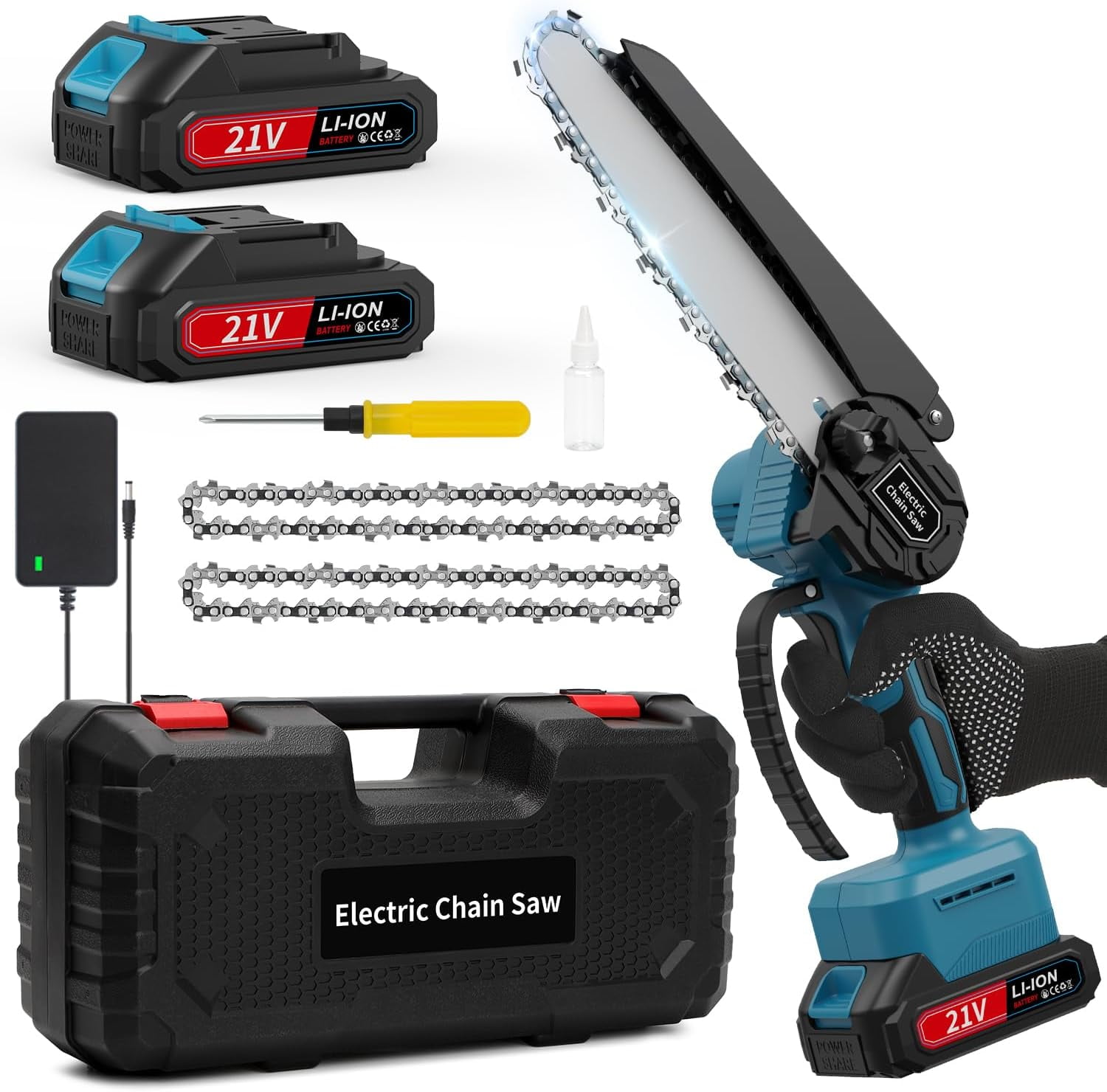 Mini Chainsaw, 6-Inch Electric Chainsaw Cordless, Brushless Portable ...