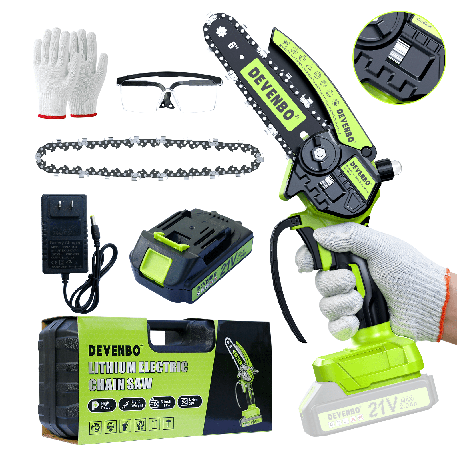 Mini Chainsaw, 6-Inch Electric Chainsaw Cordless, Portable Handeld ...