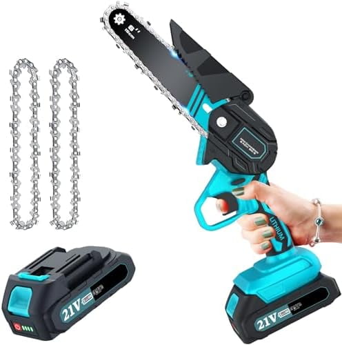 Mini Chainsaw 6 Inch, Upgraded Portable Electric Chainsaw Cordless ...
