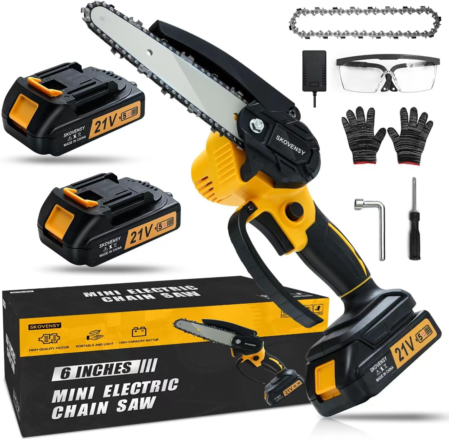 Mini Chainsaw, 6 Inch cordless mini chainsaw, Portable Electric ...
