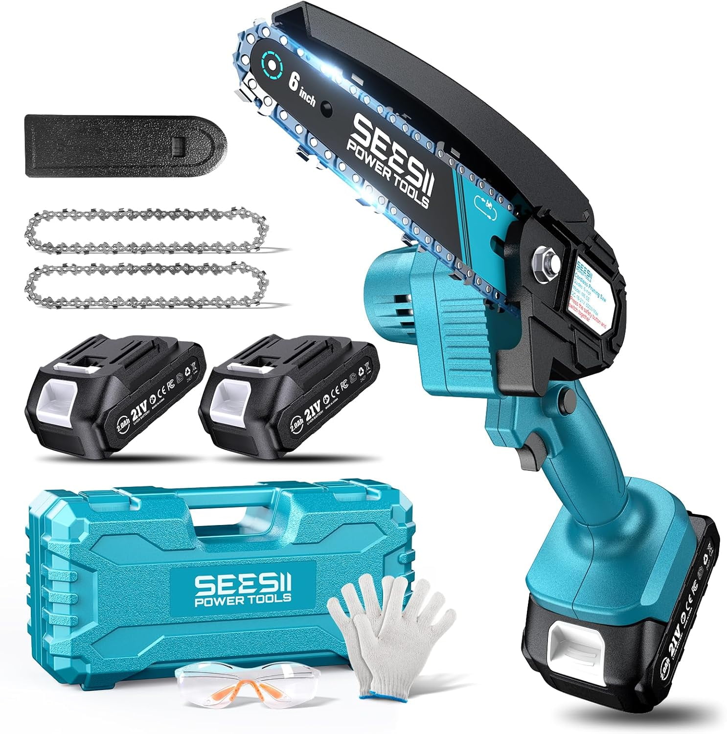 Mini Chainsaw, 6-inch Mini Chainsaw Cordless, Handheld Electric Power ...