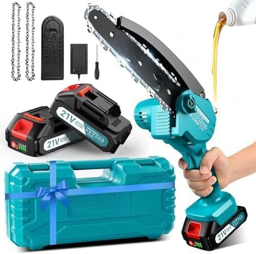 Mini Chainsaw, 6-inch Mini Chainsaw Cordless, Handheld Electric Power ...