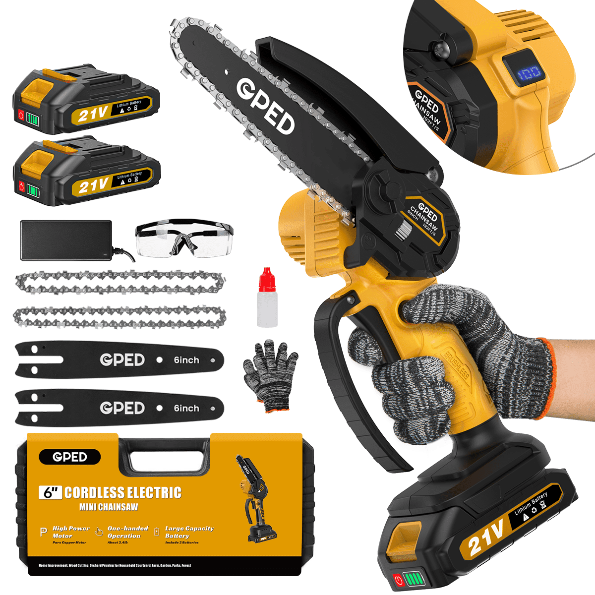 Mini Chainsaw, 6 inch Portable Electric Chainsaw Cordless, Handheld ...