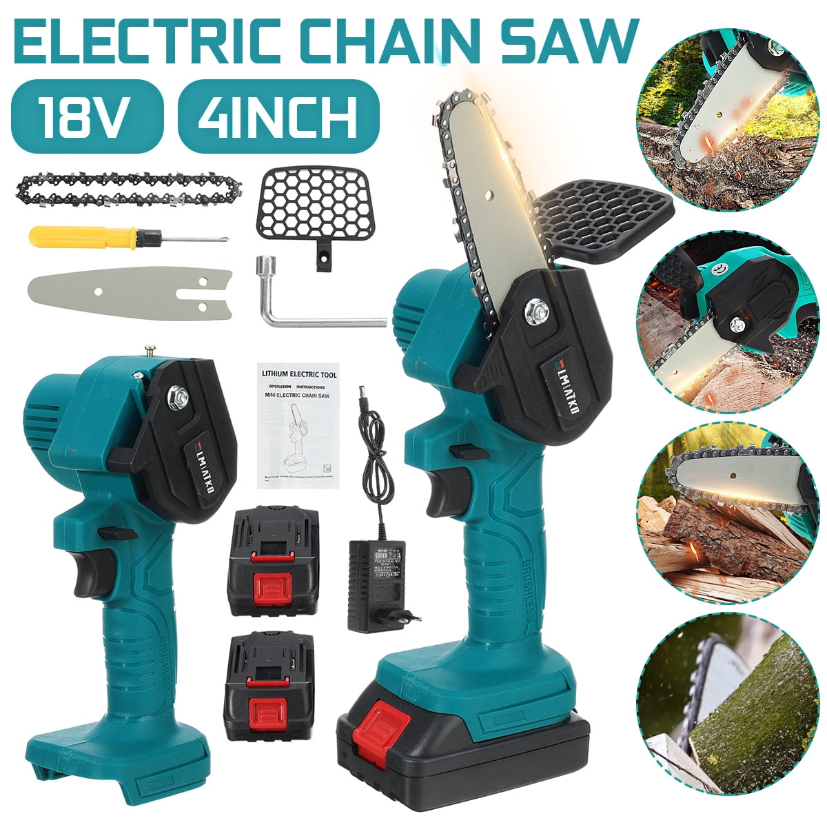 Mini Chainsaw Battery Operated, 4 Inch Cordless Handheld Chainsaw with ...