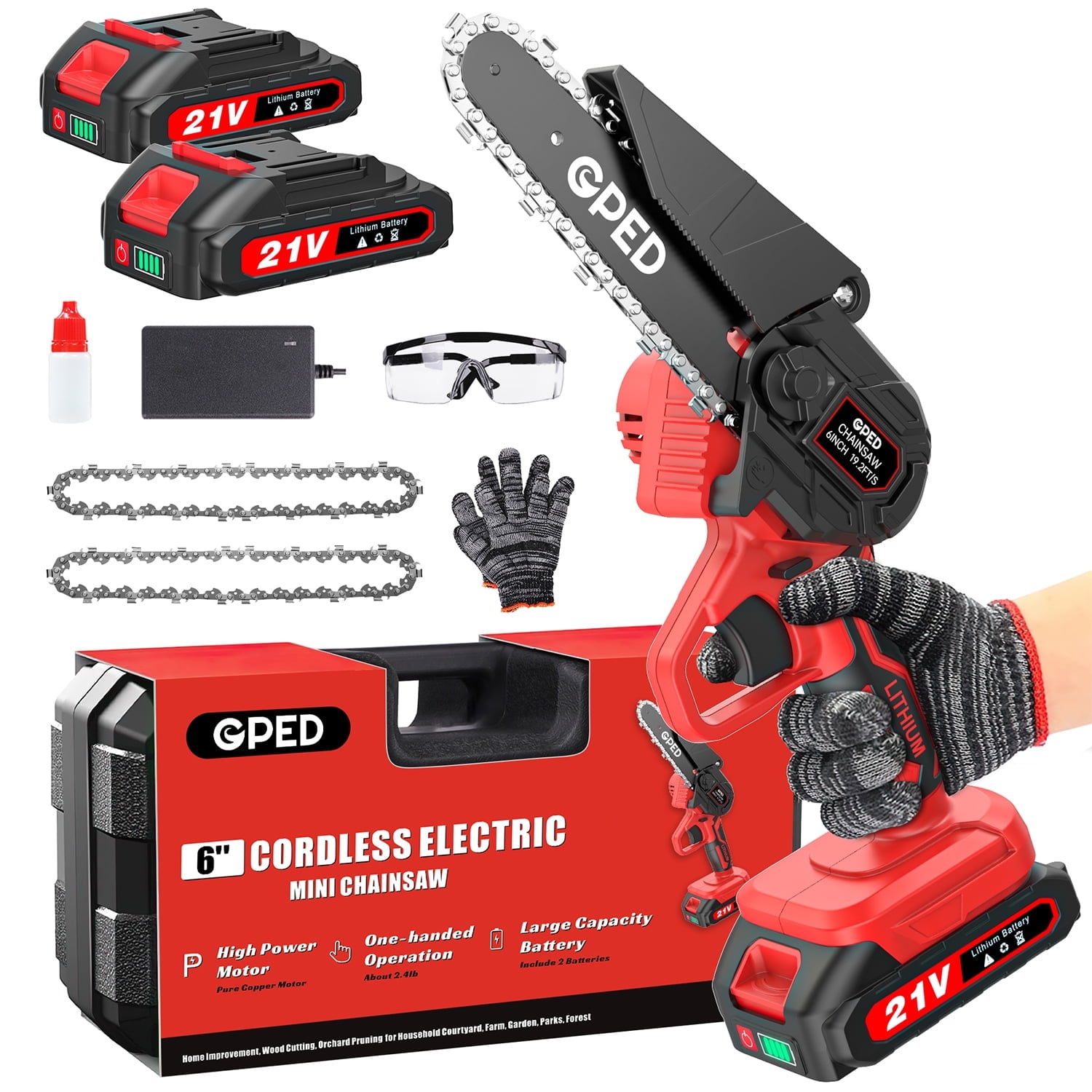 Cshidworld Mini Chainsaw Cordless, 6 Inch, 2 Batteries, 2 Chains ...