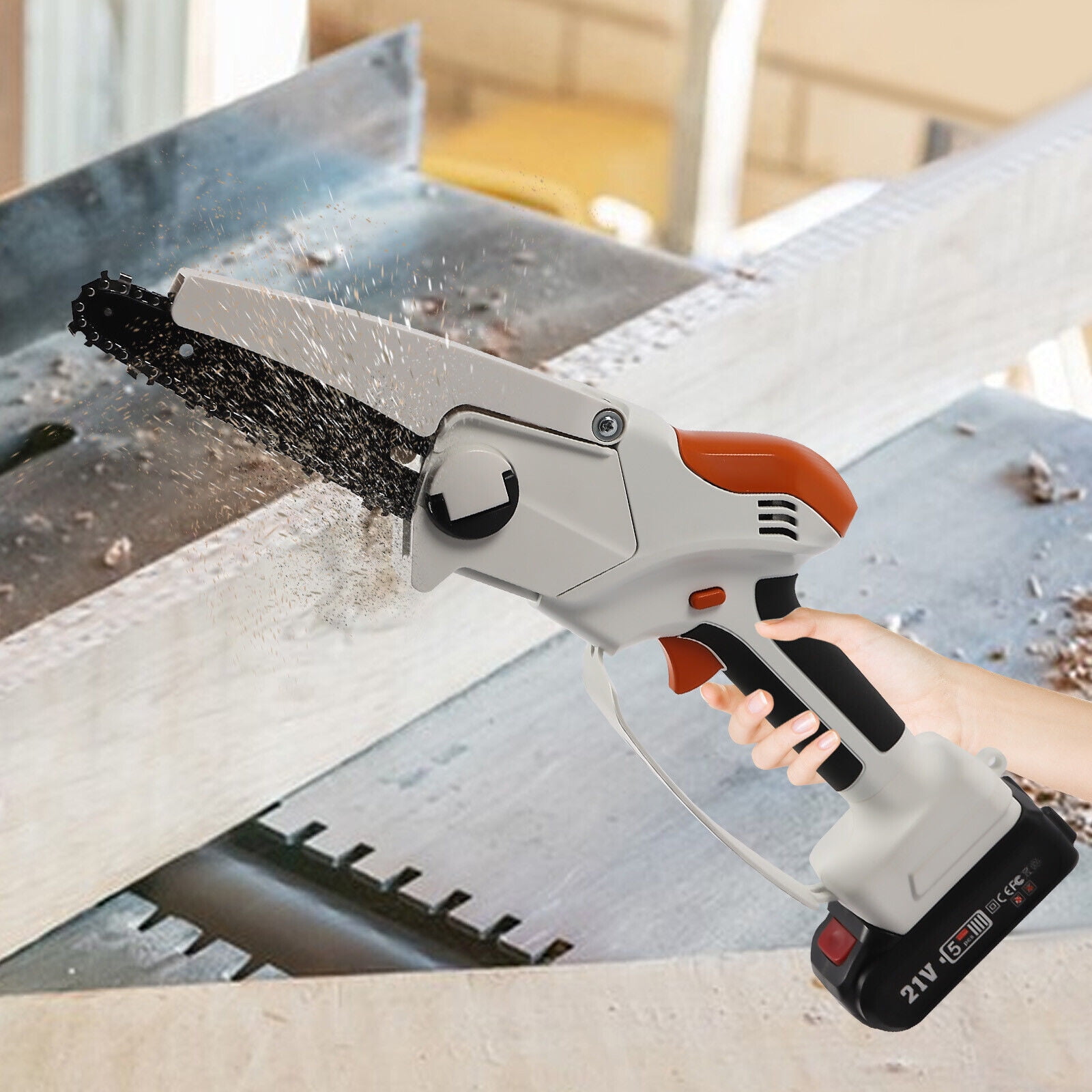 Mini Chainsaw Cordless 21V 6000RPM - Portable Electric Hand Chainsaw ...