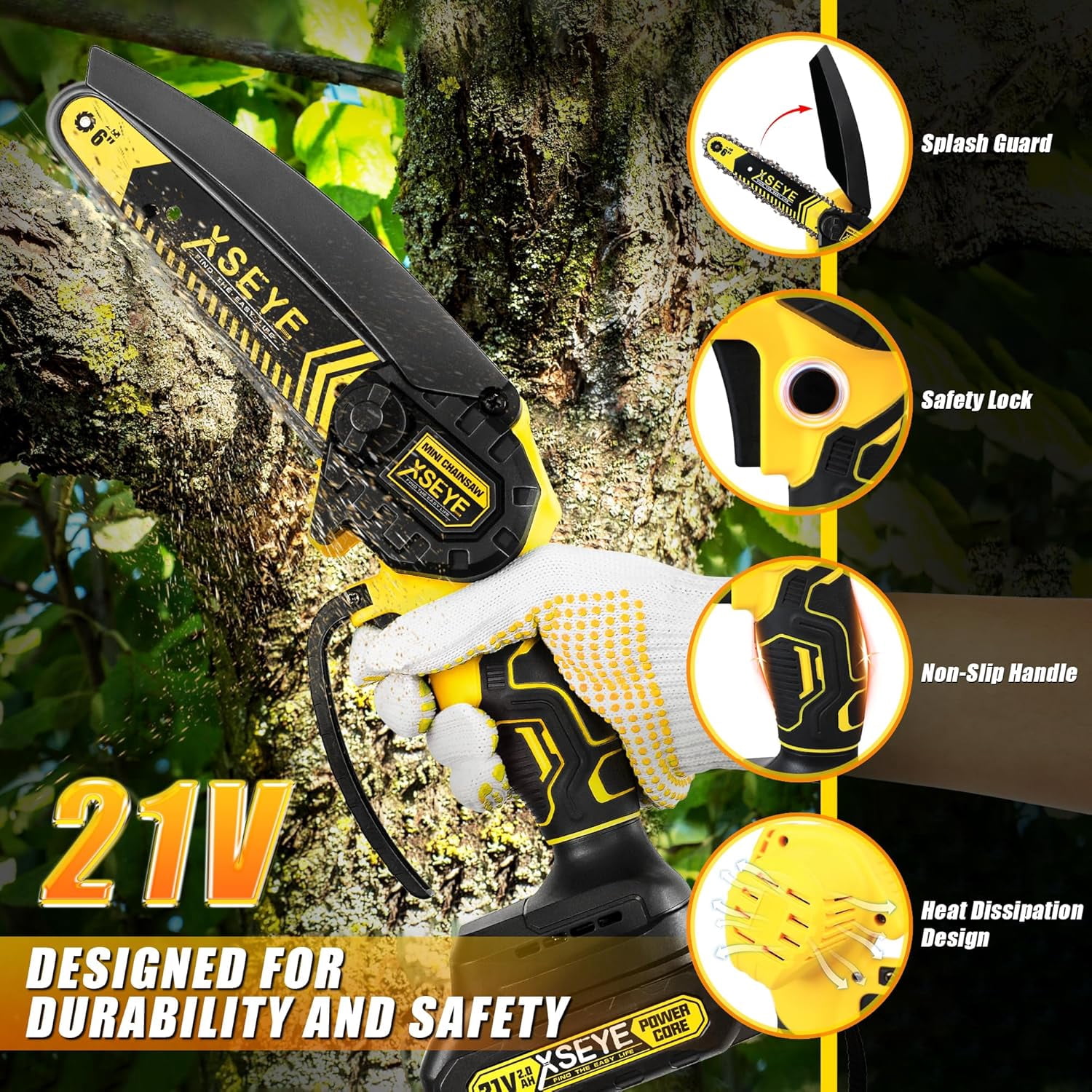 Mini Chainsaw Cordless 6", Battery Powered Handheld Chain Saws, Small ...