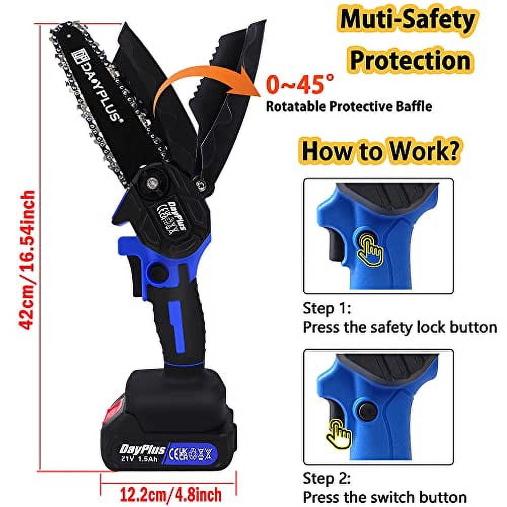 Mini Chainsaw Cordless 6 Inch with Battery and Charger, One-Hand ...