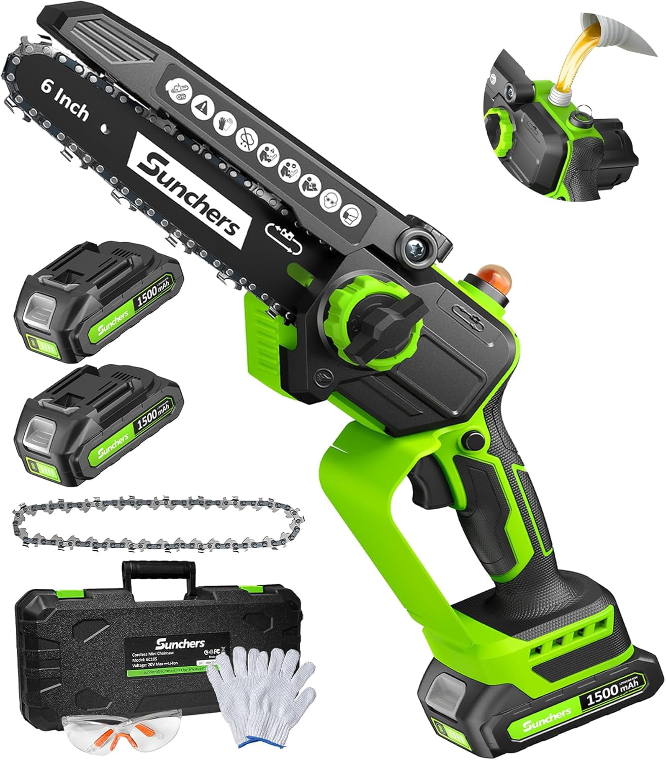 Mini Chainsaw Cordless, 6 Inch Electric Chainsaw with 2 Battery ...