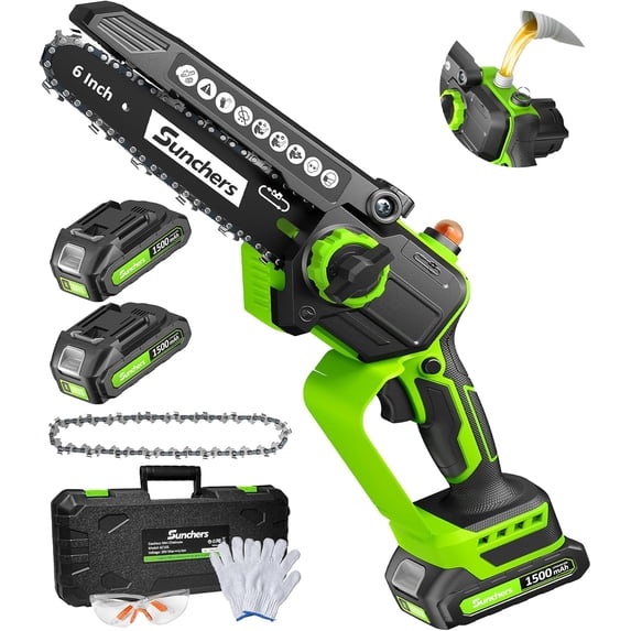 Mini Chainsaw Cordless, 6 Inch Electric Chainsaw with 2 Battery ...
