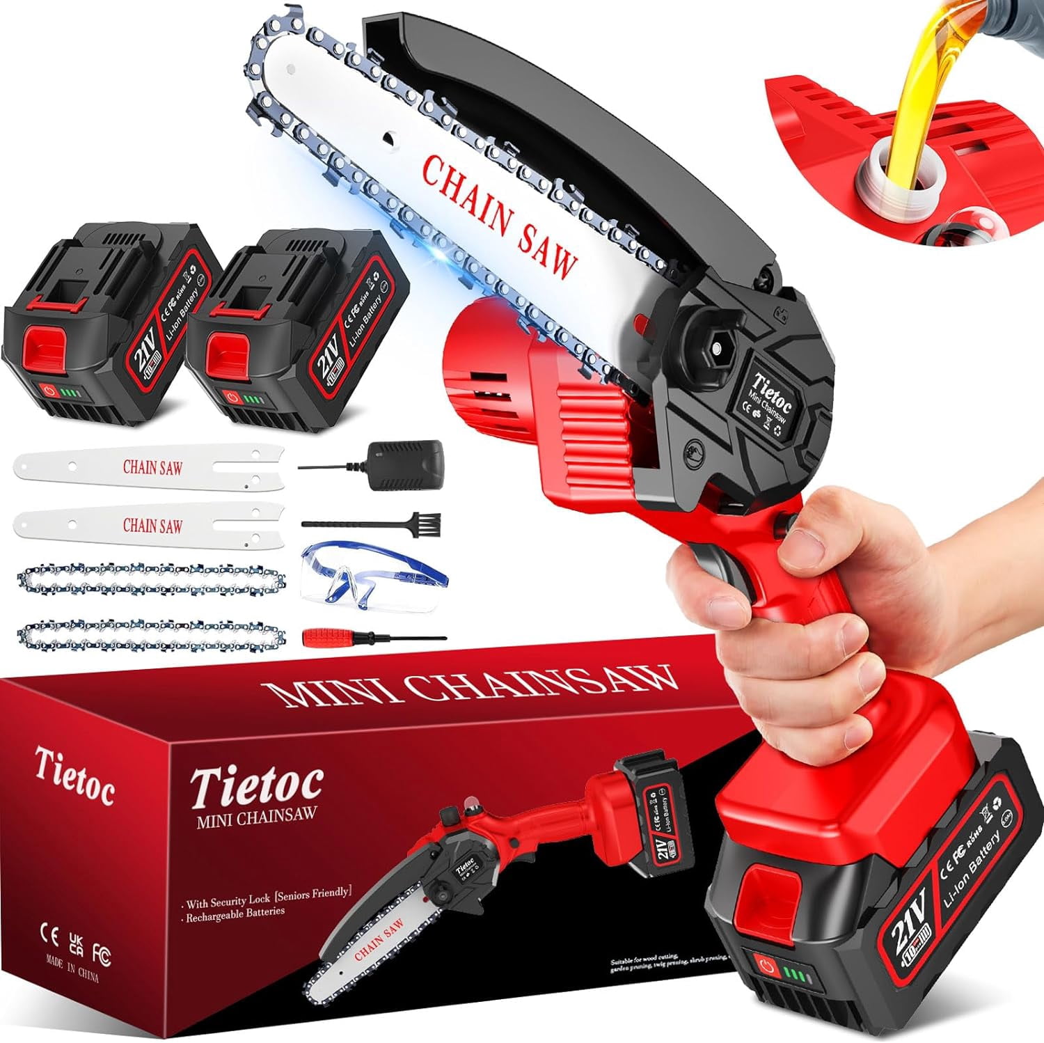 Mini Chainsaw Cordless 6 Inch [Gardener Friendly] Super Handheld ...