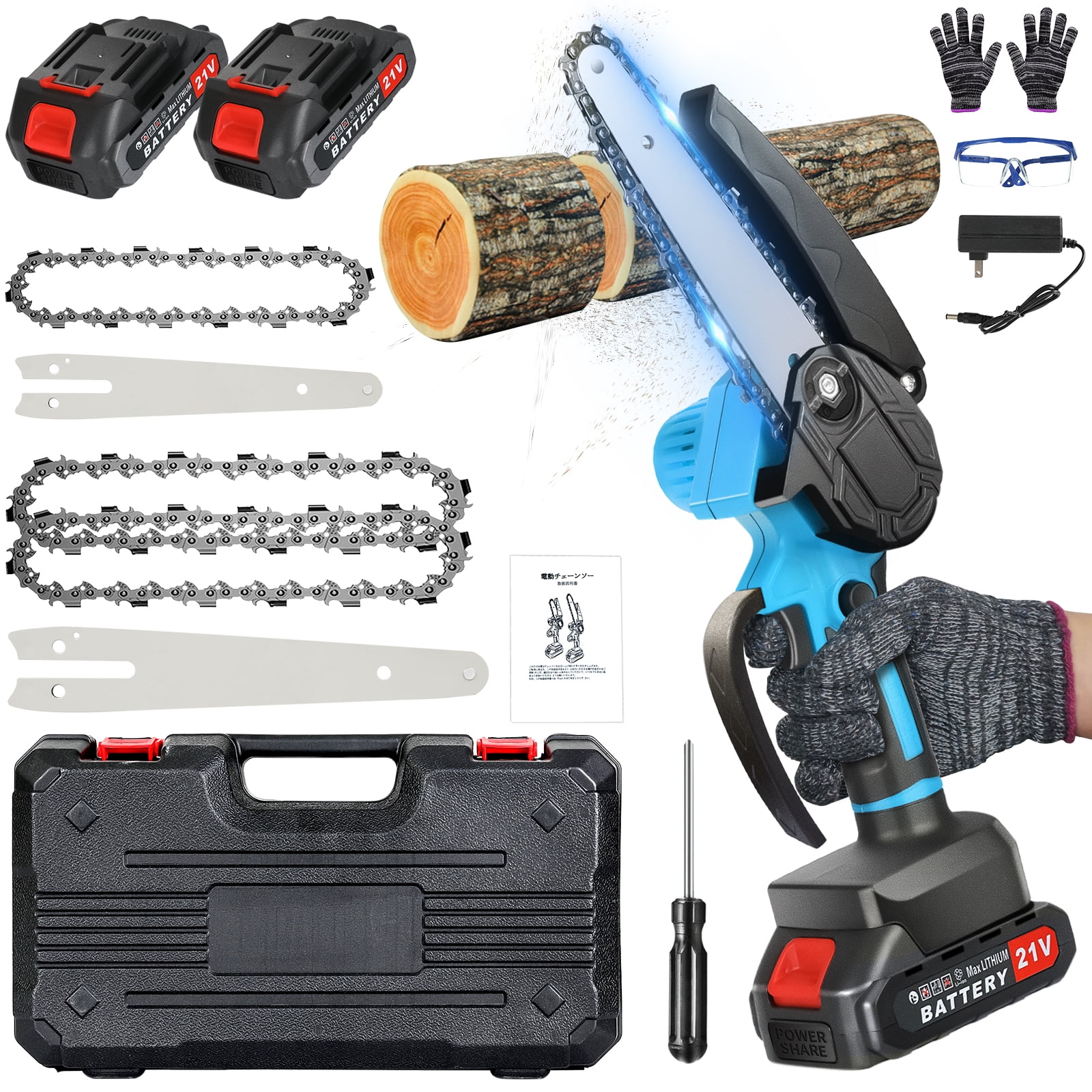 Mini Chainsaw Cordless 6 inch 4 inch with 2 Battery, Portable ...