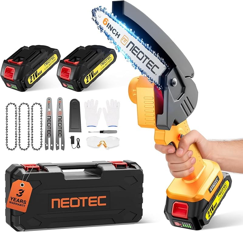 Mini Chainsaw Cordless 6-inch,Handheld Electric Chainsaw 4000mAh ...