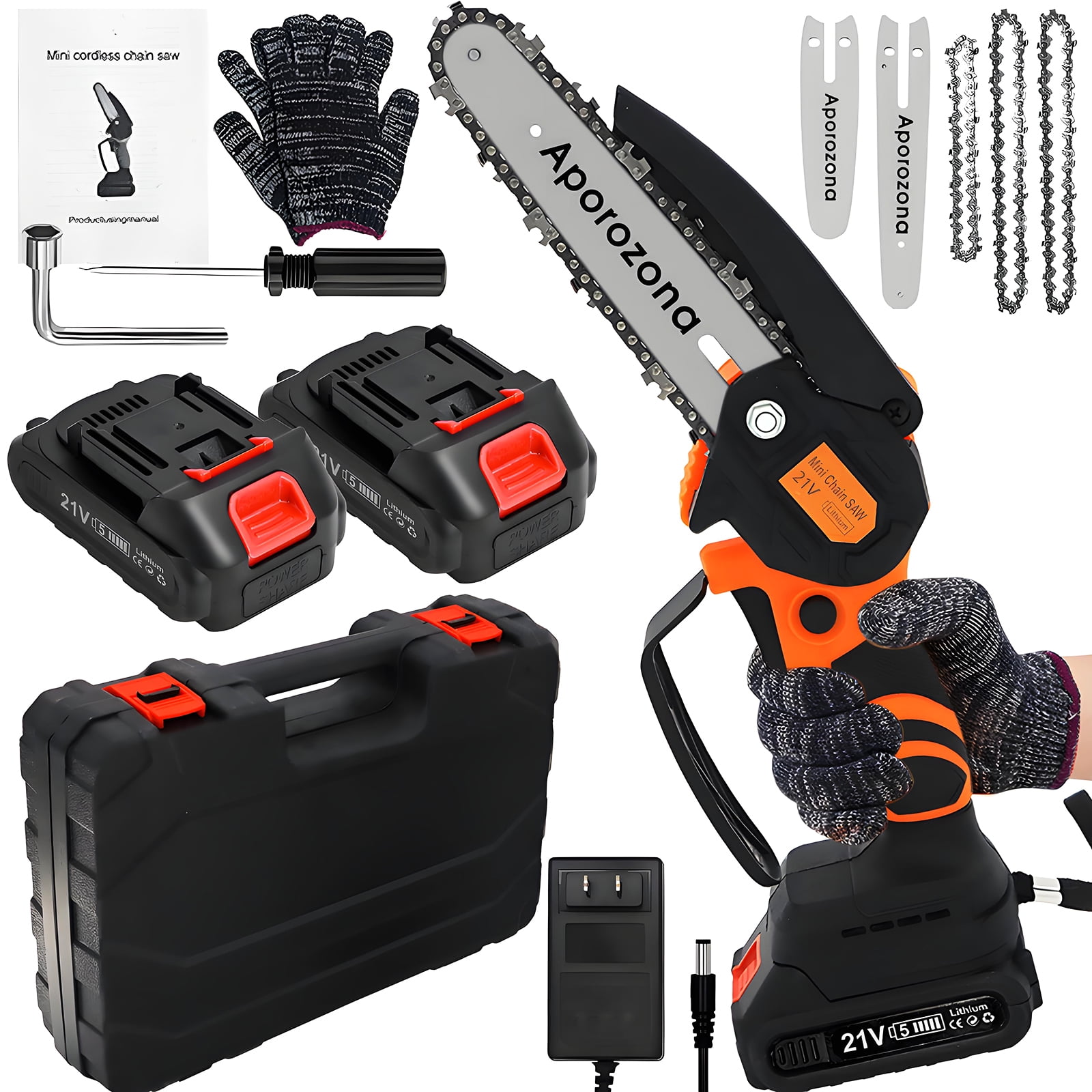 Mini Chainsaw Cordless 6-inch, Handheld Electric Power Chain Saw with 2 ...